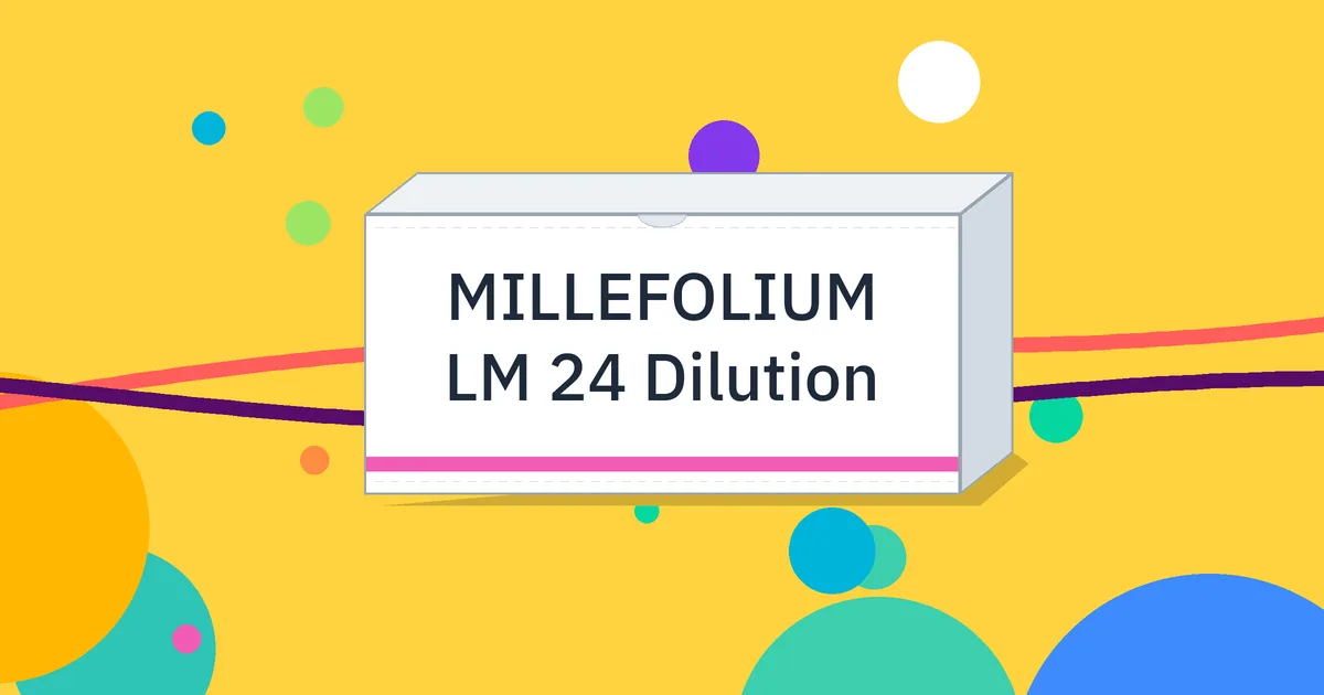 Symbolbild: Packung mit der Aufschrift MILLEFOLIUM LM 24 Dilution (PZN 13608097) – Verfügbarkeit und Bezug in Apotheken in Frankfurt am Main