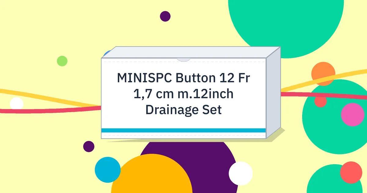 Symbolbild: Packung mit der Aufschrift MINISPC Button 12 Fr 1,7 cm m.12inch Drainage Set (PZN 20820449) – Verfügbarkeit und Bezug in Apotheken in Frankfurt am Main