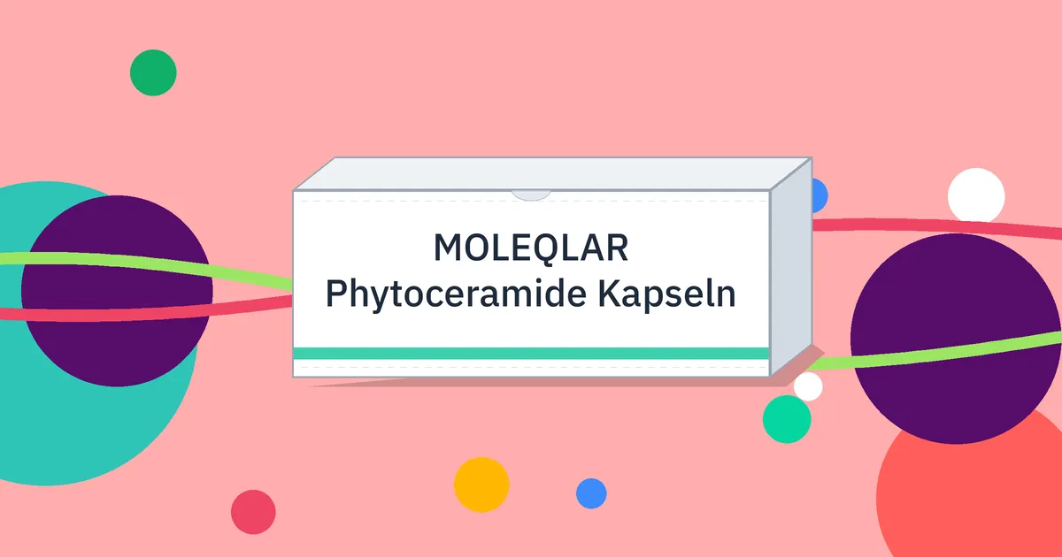 Symbolbild: Packung mit der Aufschrift MOLEQLAR Phytoceramide Kapseln (PZN 20584463) – Verfügbarkeit und Bezug in Apotheken in Frankfurt am Main