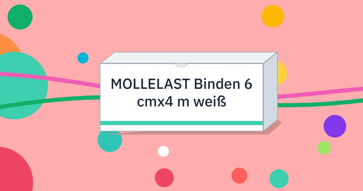 Symbolbild: Packung mit der Aufschrift MOLLELAST Binden 6 cmx4 m weiß (PZN 19702762) – Verfügbarkeit und Bezug in Apotheken in Frankfurt am Main