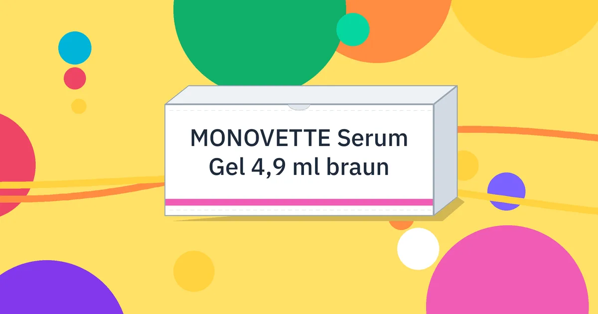 Symbolbild: Packung mit der Aufschrift MONOVETTE Serum Gel 4,9 ml braun (PZN 09691075) – Verfügbarkeit und Bezug in Apotheken in Frankfurt am Main