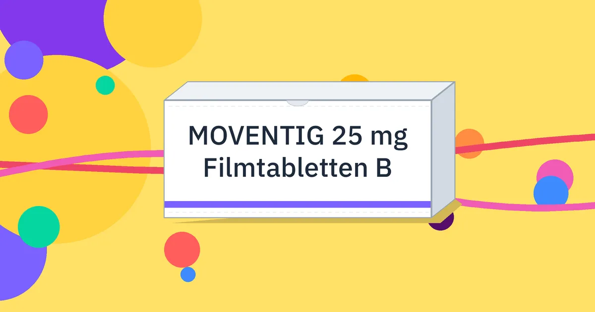 Symbolbild: Packung mit der Aufschrift MOVENTIG 25 mg Filmtabletten B (PZN 17536791) – Verfügbarkeit und Bezug in Apotheken in Frankfurt am Main