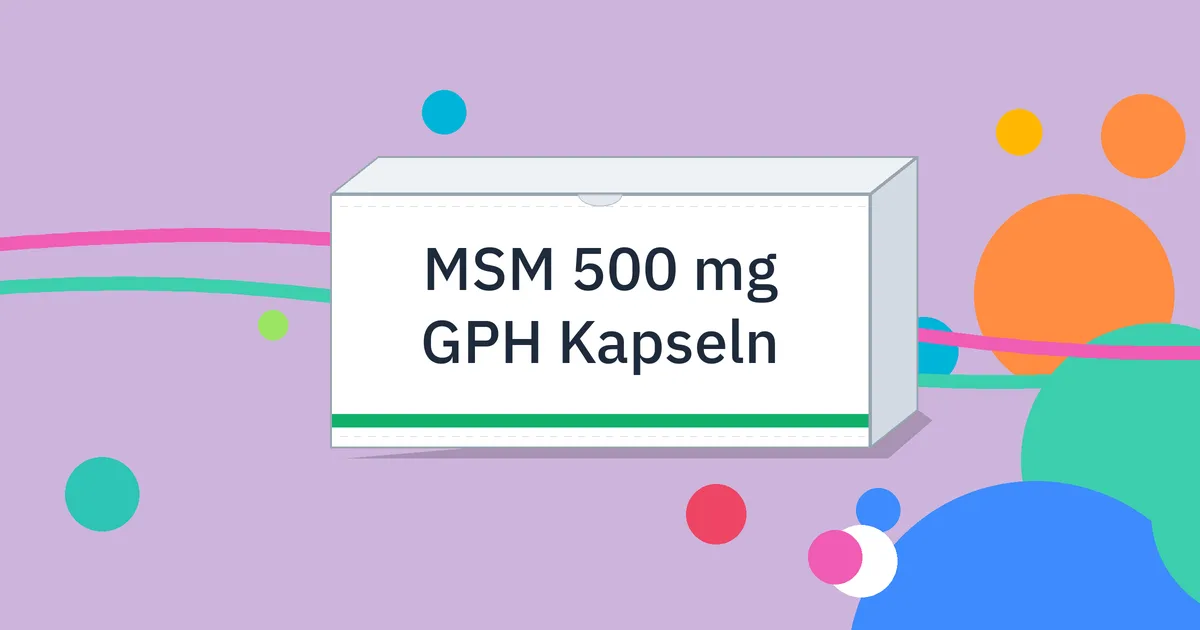 Symbolbild: Packung mit der Aufschrift MSM 500 mg GPH Kapseln (PZN 00129165) – Verfügbarkeit und Bezug in Apotheken in Frankfurt am Main