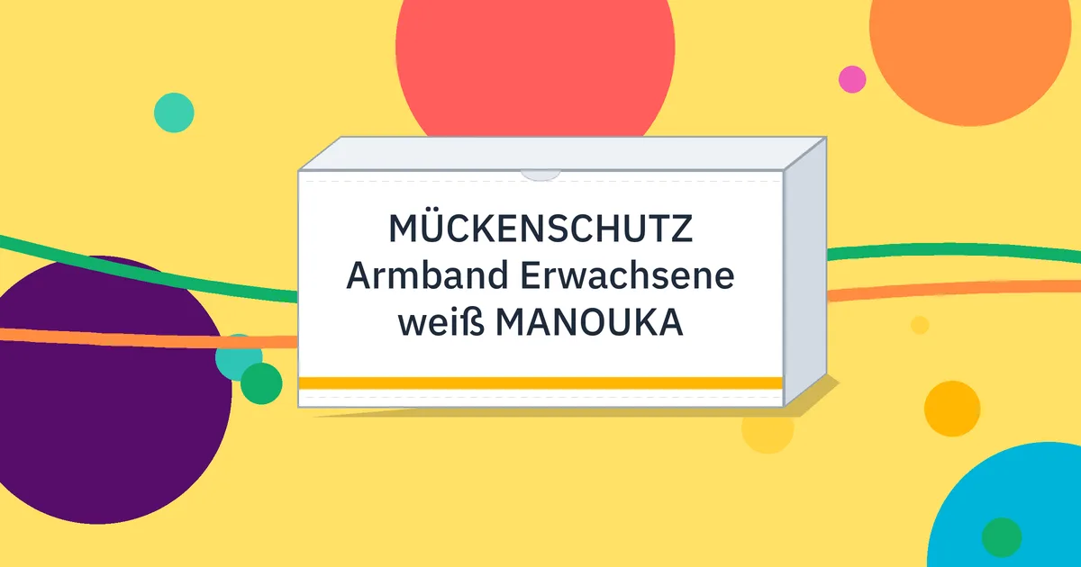 Symbolbild: Packung mit der Aufschrift MÜCKENSCHUTZ Armband Erwachsene weiß MANOUKA (PZN 19438555) – Verfügbarkeit und Bezug in Apotheken in Frankfurt am Main