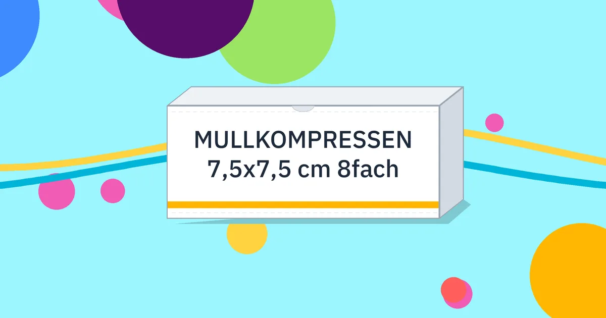 Symbolbild: Packung mit der Aufschrift MULLKOMPRESSEN 7,5x7,5 cm 8fach (PZN 01238790) – Verfügbarkeit und Bezug in Apotheken in Frankfurt am Main