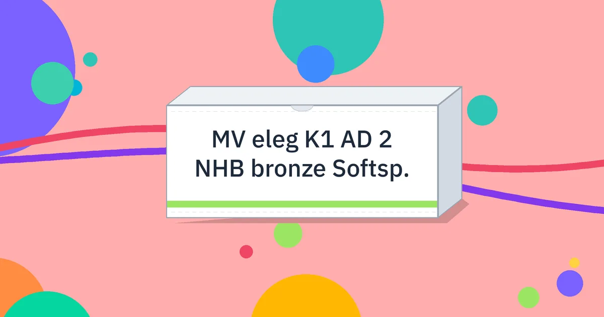 Symbolbild: Packung mit der Aufschrift MV eleg K1 AD 2 NHB bronze Softsp. (PZN 15675011) – Verfügbarkeit und Bezug in Apotheken in Frankfurt am Main
