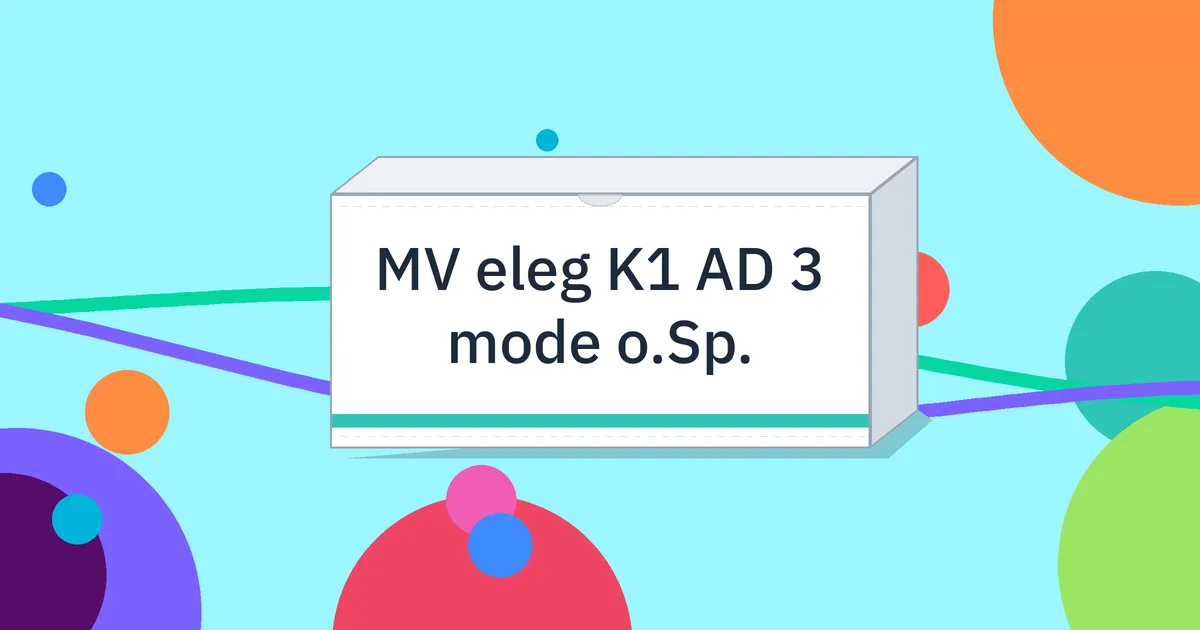 Symbolbild: Packung mit der Aufschrift MV eleg K1 AD 3 mode o.Sp. (PZN 04539368) – Verfügbarkeit und Bezug in Apotheken in Frankfurt am Main