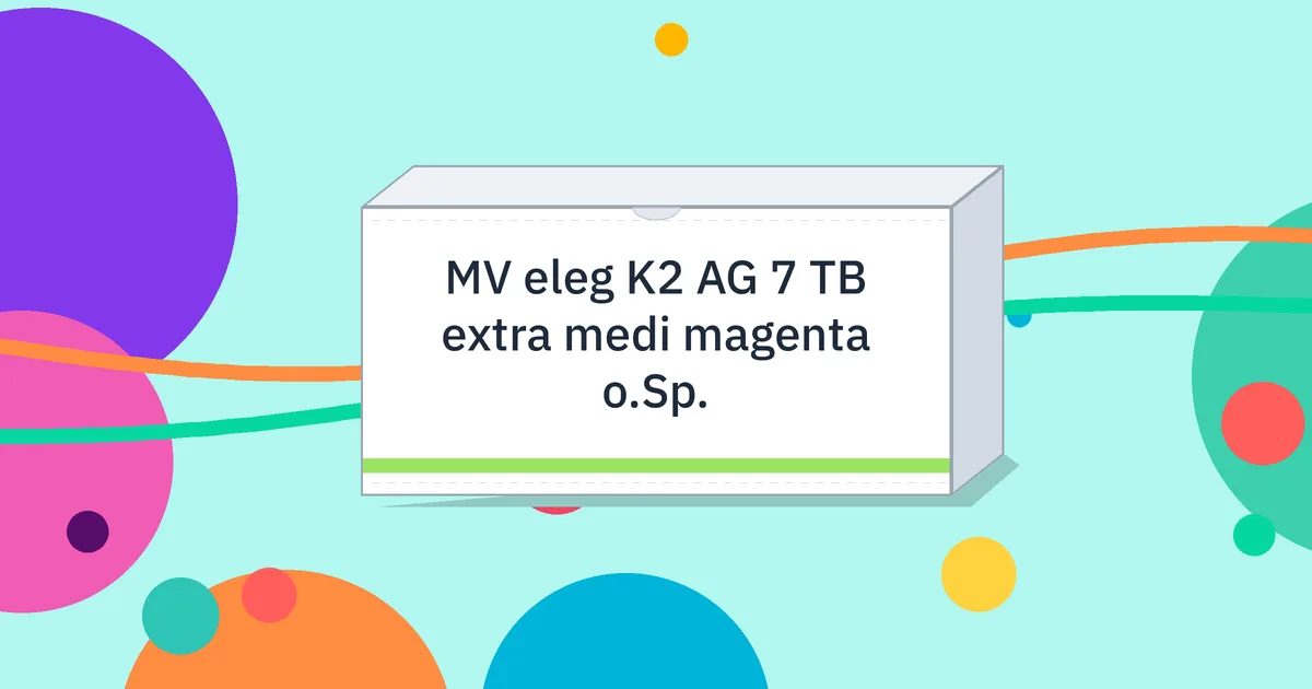 Symbolbild: Packung mit der Aufschrift MV eleg K2 AG 7 TB extra medi magenta o.Sp. (PZN 14640306) – Verfügbarkeit und Bezug in Apotheken in Frankfurt am Main