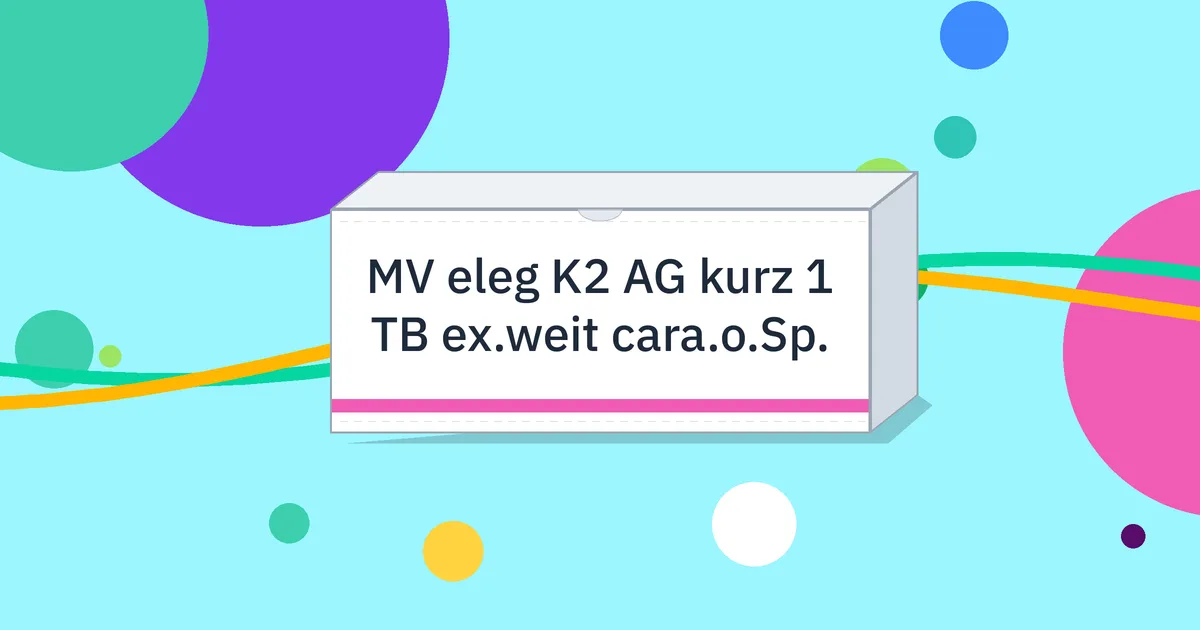 Symbolbild: Packung mit der Aufschrift MV eleg K2 AG kurz 1 TB ex.weit cara.o.Sp. (PZN 09879979) – Verfügbarkeit und Bezug in Apotheken in Frankfurt am Main