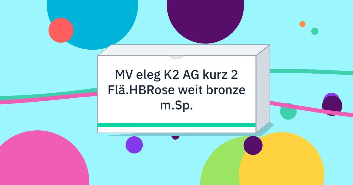 Symbolbild: Packung mit der Aufschrift MV eleg K2 AG kurz 2 Flä.HBRose weit bronze m.Sp. (PZN 15706266) – Verfügbarkeit und Bezug in Apotheken in Frankfurt am Main
