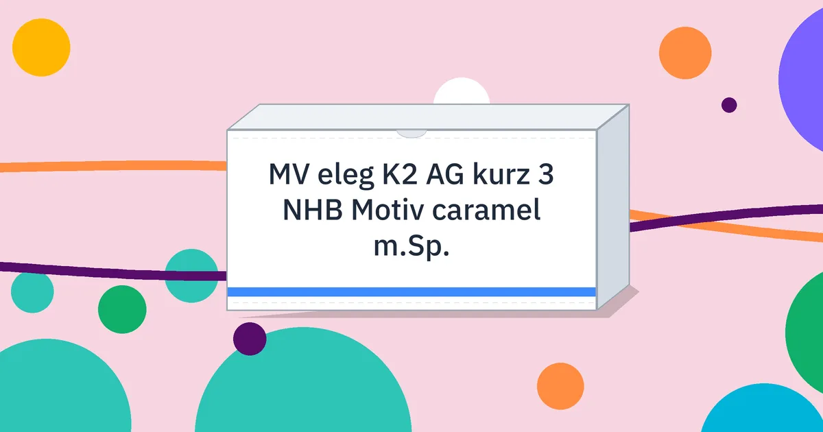 Symbolbild: Packung mit der Aufschrift MV eleg K2 AG kurz 3 NHB Motiv caramel m.Sp. (PZN 15708650) – Verfügbarkeit und Bezug in Apotheken in Frankfurt am Main