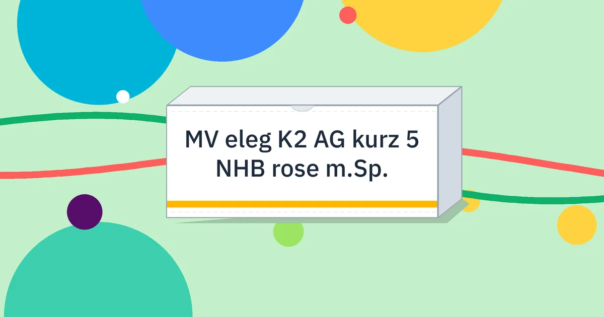 Symbolbild: Packung mit der Aufschrift MV eleg K2 AG kurz 5 NHB rose m.Sp. (PZN 15716129) – Verfügbarkeit und Bezug in Apotheken in Frankfurt am Main