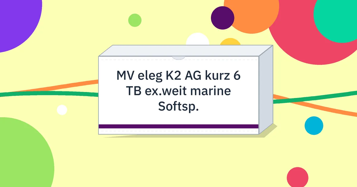 Symbolbild: Packung mit der Aufschrift MV eleg K2 AG kurz 6 TB ex.weit marine Softsp. (PZN 14607711) – Verfügbarkeit und Bezug in Apotheken in Frankfurt am Main
