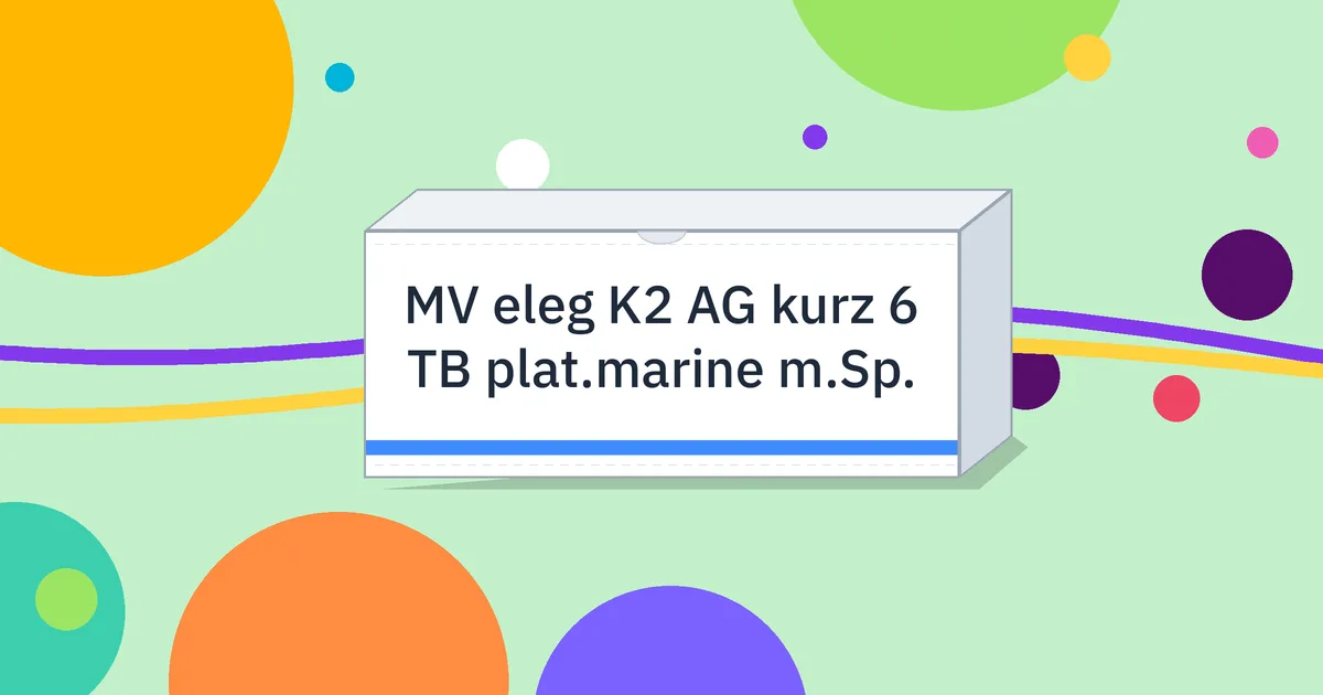 Symbolbild: Packung mit der Aufschrift MV eleg K2 AG kurz 6 TB plat.marine m.Sp. (PZN 14604977) – Verfügbarkeit und Bezug in Apotheken in Frankfurt am Main