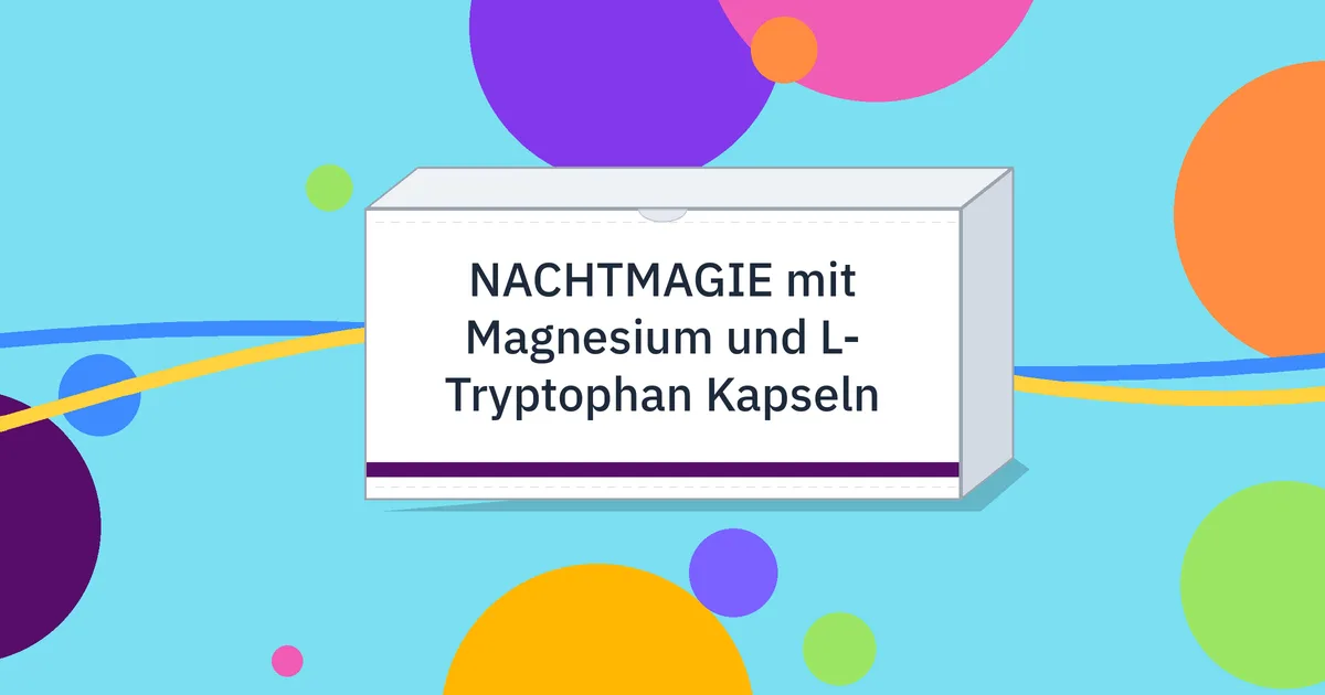 Symbolbild: Packung mit der Aufschrift NACHTMAGIE mit Magnesium und L-Tryptophan Kapseln (PZN 19980018) – Verfügbarkeit und Bezug in Apotheken in Frankfurt am Main