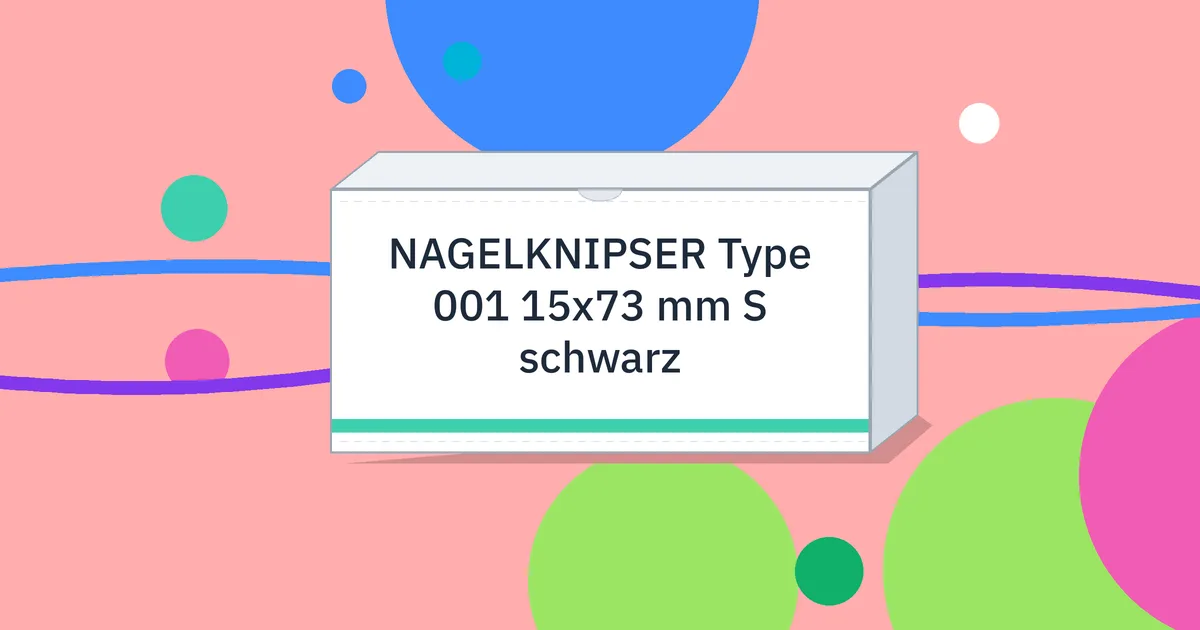 Symbolbild: Packung mit der Aufschrift NAGELKNIPSER Type 001 15x73 mm S schwarz (PZN 13332459) – Verfügbarkeit und Bezug in Apotheken in Frankfurt am Main