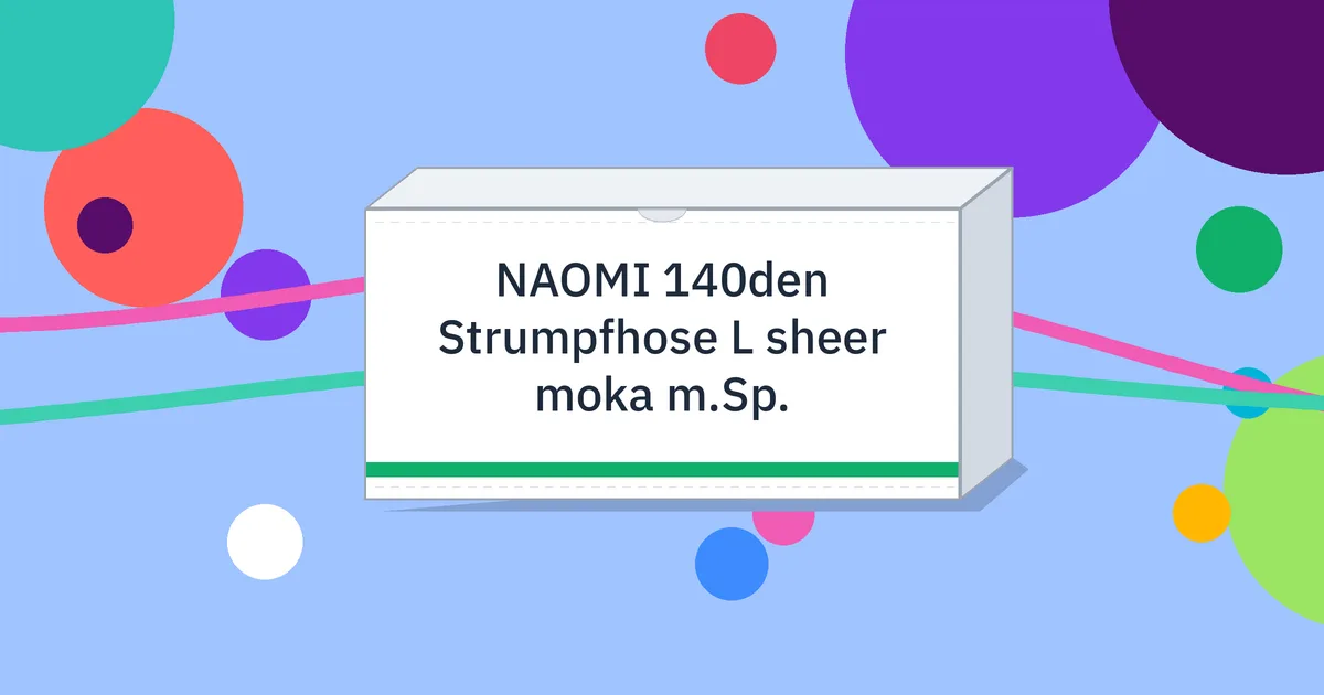 Symbolbild: Packung mit der Aufschrift NAOMI 140den Strumpfhose L sheer moka m.Sp. (PZN 16177841) – Verfügbarkeit und Bezug in Apotheken in Frankfurt am Main