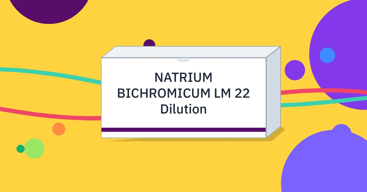 Symbolbild: Packung mit der Aufschrift NATRIUM BICHROMICUM LM 22 Dilution (PZN 12960892) – Verfügbarkeit und Bezug in Apotheken in Frankfurt am Main