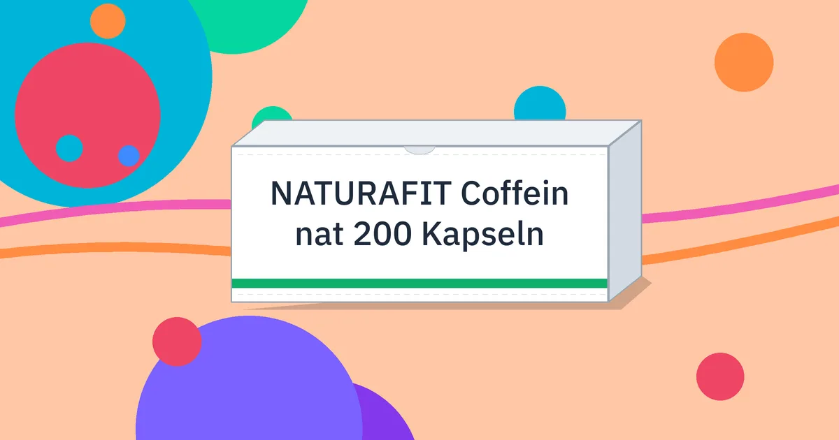 Symbolbild: Packung mit der Aufschrift NATURAFIT Coffein nat 200 Kapseln (PZN 11855727) – Verfügbarkeit und Bezug in Apotheken in Frankfurt am Main