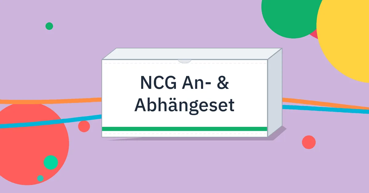 Symbolbild: Packung mit der Aufschrift NCG An- & Abhängeset (PZN 18242212) – Verfügbarkeit und Bezug in Apotheken in Frankfurt am Main
