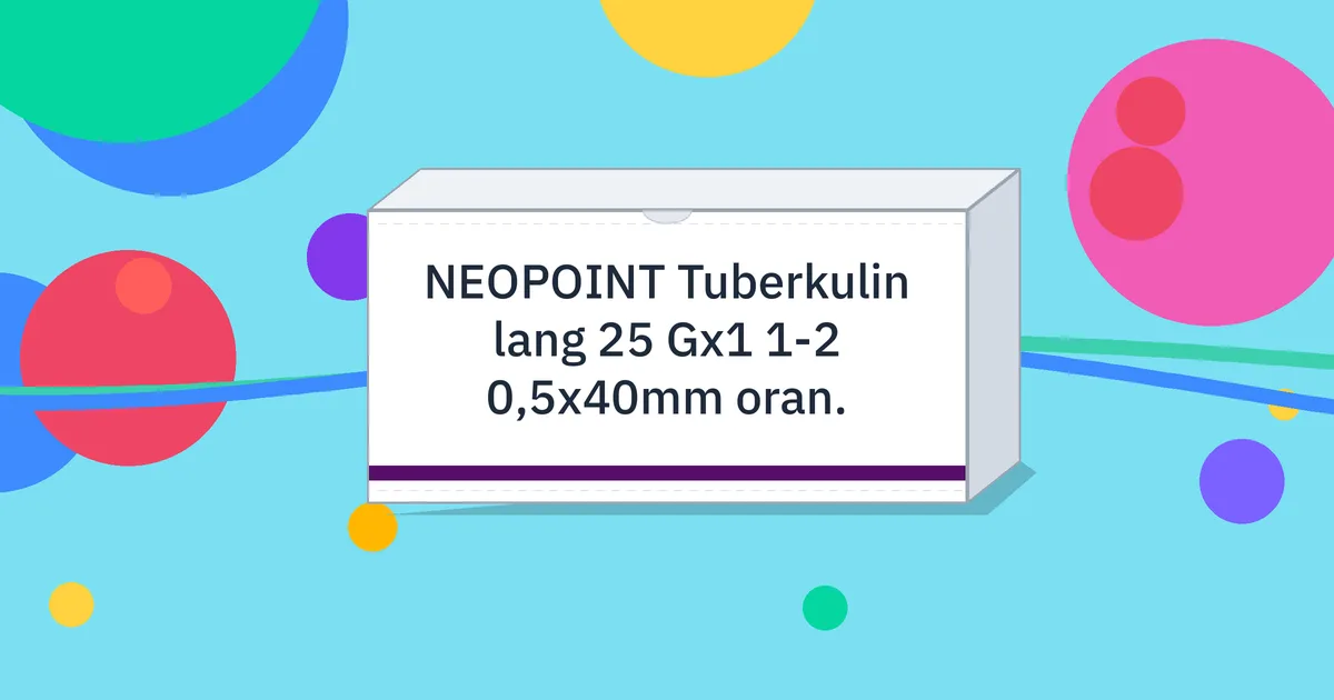 Symbolbild: Packung mit der Aufschrift NEOPOINT Tuberkulin lang 25 Gx1 1-2 0,5x40mm oran. (PZN 13873221) – Verfügbarkeit und Bezug in Apotheken in Frankfurt am Main