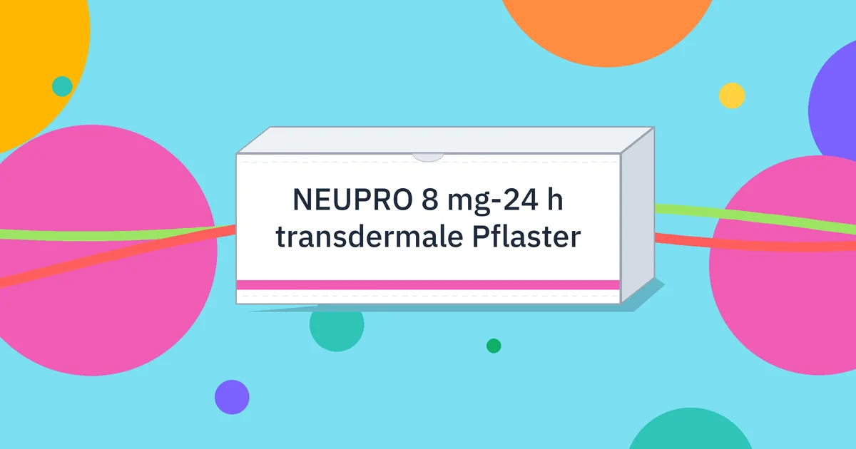 Symbolbild: Packung mit der Aufschrift NEUPRO 8 mg-24 h transdermale Pflaster (PZN 10344404) – Verfügbarkeit und Bezug in Apotheken in Frankfurt am Main