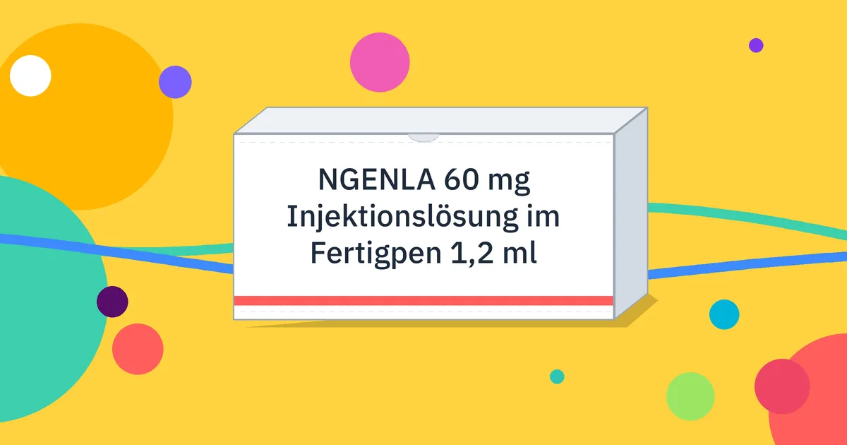 Symbolbild: Packung mit der Aufschrift NGENLA 60 mg Injektionslösung im Fertigpen 1,2 ml (PZN 18785680) – Verfügbarkeit und Bezug in Apotheken in Frankfurt am Main