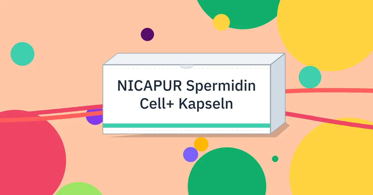 Symbolbild: Packung mit der Aufschrift NICAPUR Spermidin Cell+ Kapseln (PZN 16808402) – Verfügbarkeit und Bezug in Apotheken in Frankfurt am Main
