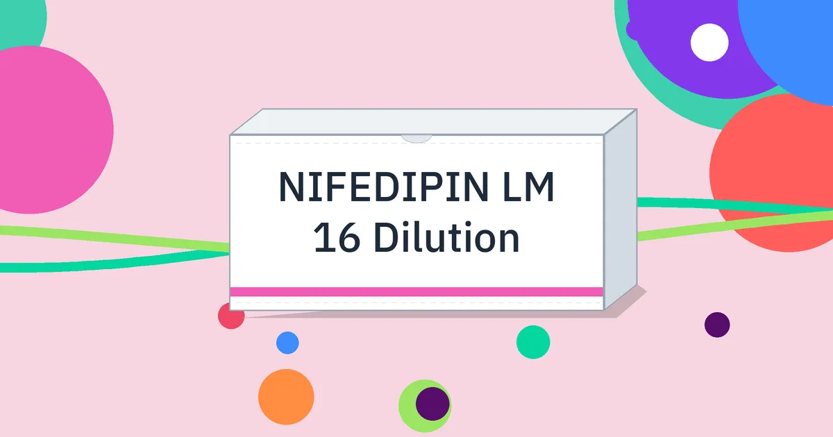 Symbolbild: Packung mit der Aufschrift NIFEDIPIN LM 16 Dilution (PZN 12969580) – Verfügbarkeit und Bezug in Apotheken in Frankfurt am Main