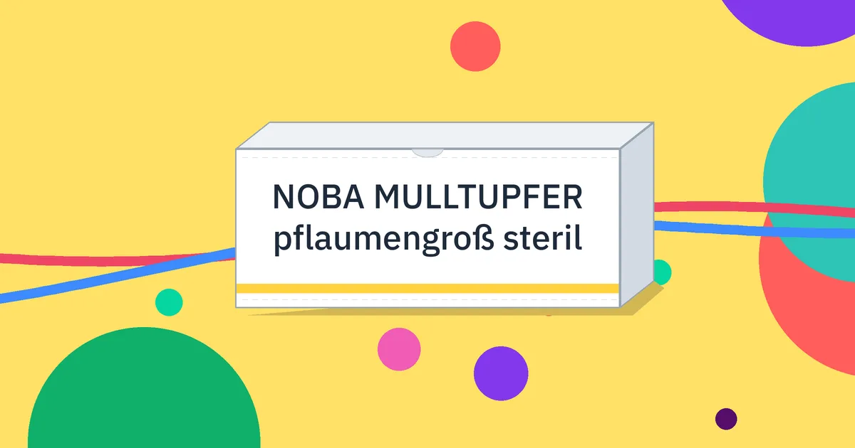 Symbolbild: Packung mit der Aufschrift NOBA MULLTUPFER pflaumengroß steril (PZN 05527232) – Verfügbarkeit und Bezug in Apotheken in Frankfurt am Main