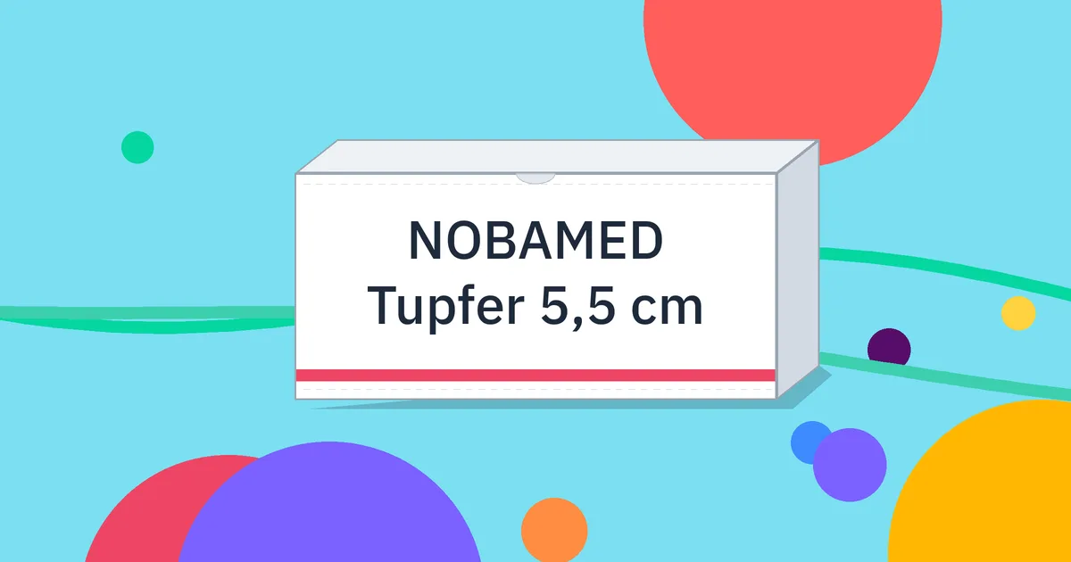 Symbolbild: Packung mit der Aufschrift NOBAMED Tupfer 5,5 cm (PZN 04314244) – Verfügbarkeit und Bezug in Apotheken in Frankfurt am Main