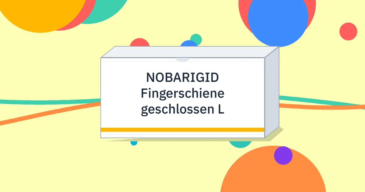 Symbolbild: Packung mit der Aufschrift NOBARIGID Fingerschiene geschlossen L (PZN 06799984) – Verfügbarkeit und Bezug in Apotheken in Frankfurt am Main