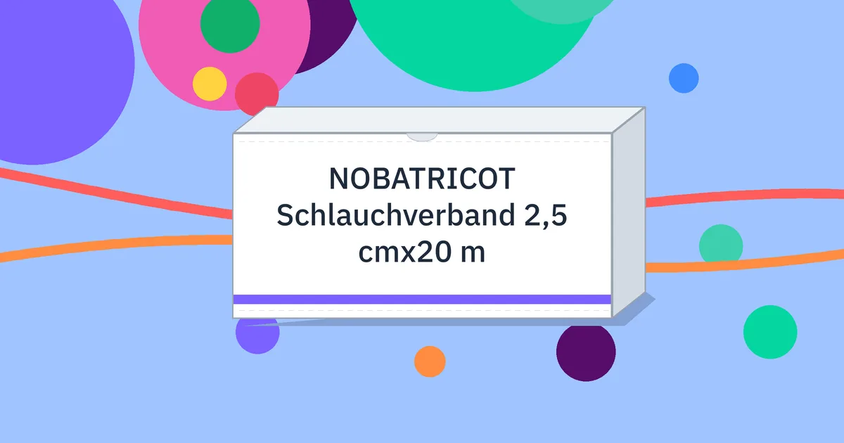 Symbolbild: Packung mit der Aufschrift NOBATRICOT Schlauchverband 2,5 cmx20 m (PZN 07093890) – Verfügbarkeit und Bezug in Apotheken in Frankfurt am Main