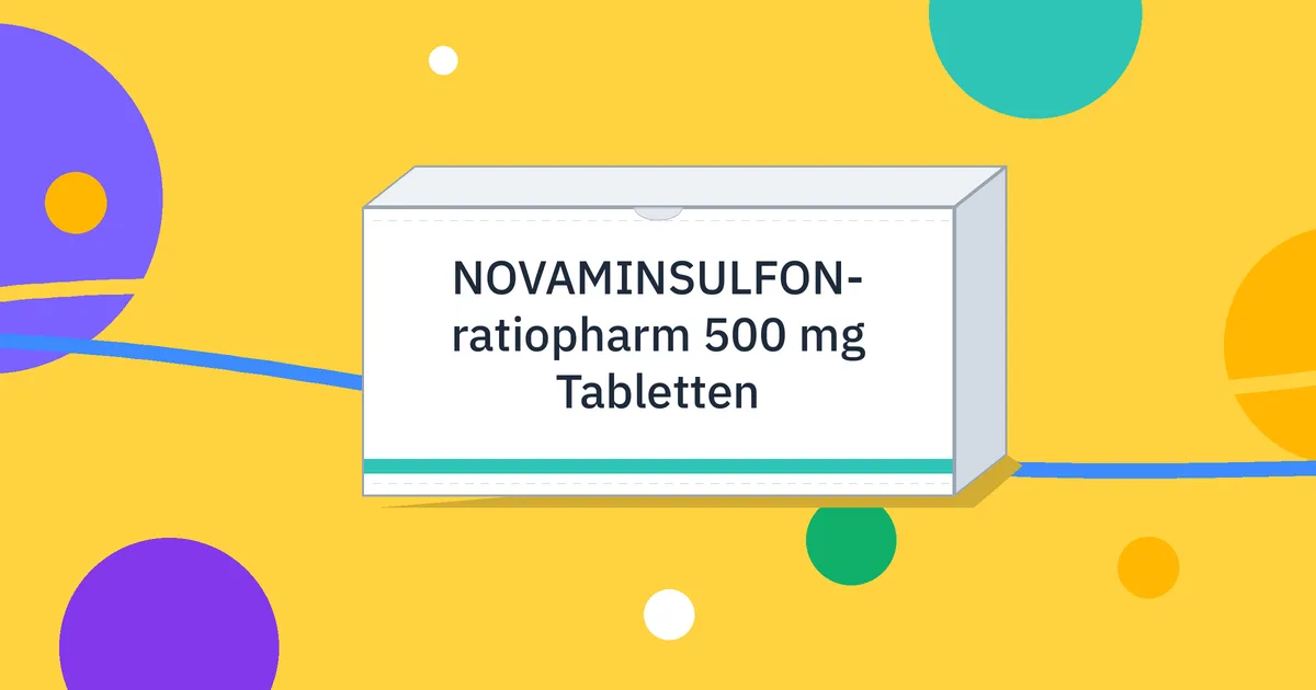 Symbolbild: Packung mit der Aufschrift NOVAMINSULFON-ratiopharm 500 mg Tabletten (PZN 01384557) – Verfügbarkeit und Bezug in Apotheken in Frankfurt am Main