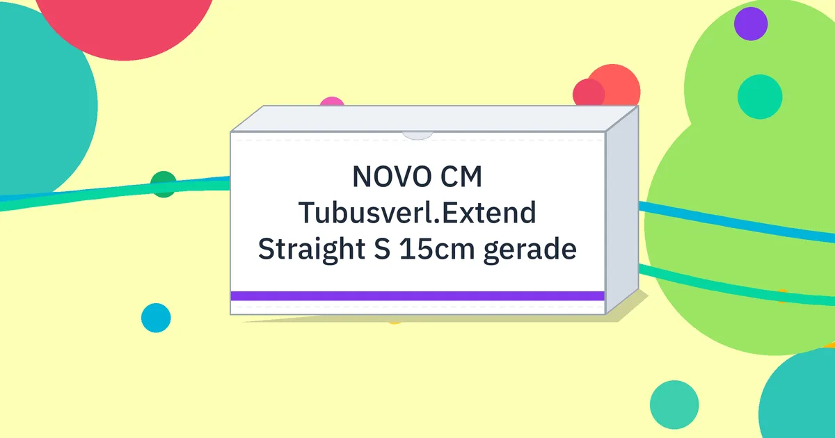 Symbolbild: Packung mit der Aufschrift NOVO CM Tubusverl.Extend Straight S 15cm gerade (PZN 18491085) – Verfügbarkeit und Bezug in Apotheken in Frankfurt am Main