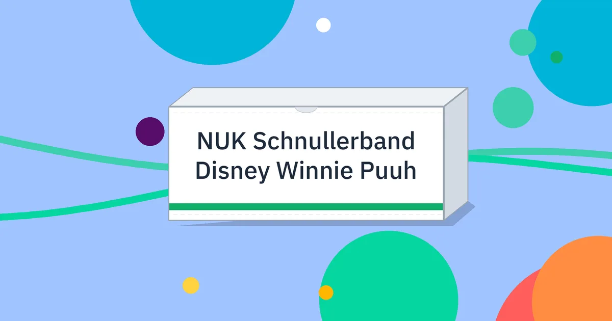 Symbolbild: Packung mit der Aufschrift NUK Schnullerband Disney Winnie Puuh (PZN 18660323) – Verfügbarkeit und Bezug in Apotheken in Frankfurt am Main