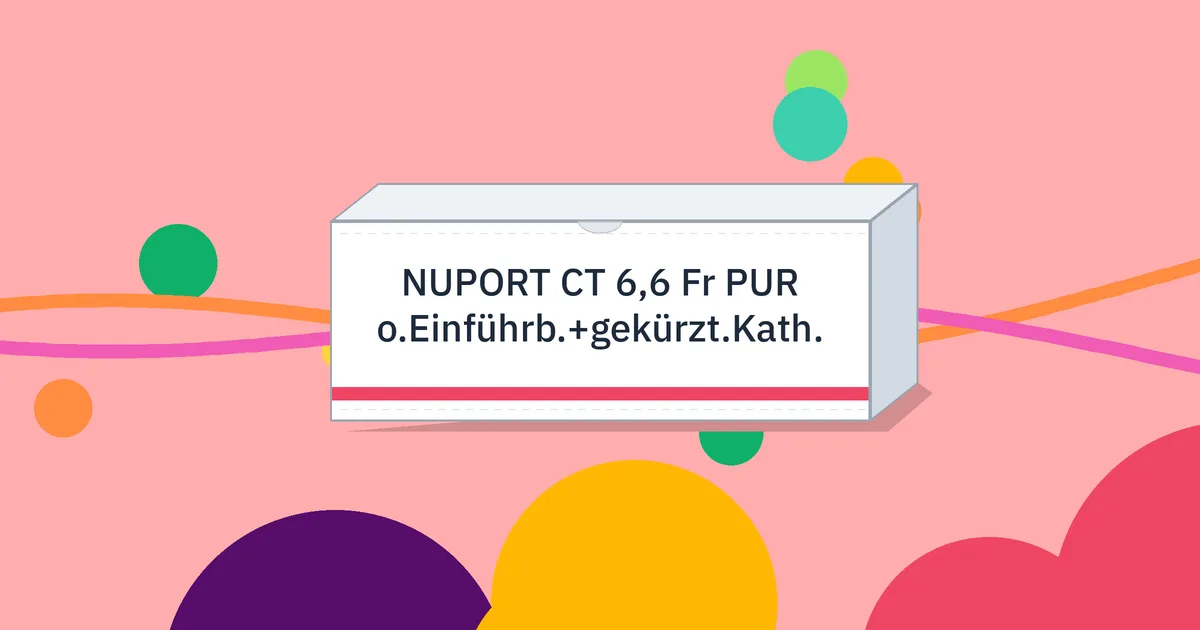 Symbolbild: Packung mit der Aufschrift NUPORT CT 6,6 Fr PUR o.Einführb.+gekürzt.Kath. (PZN 12396279) – Verfügbarkeit und Bezug in Apotheken in Frankfurt am Main