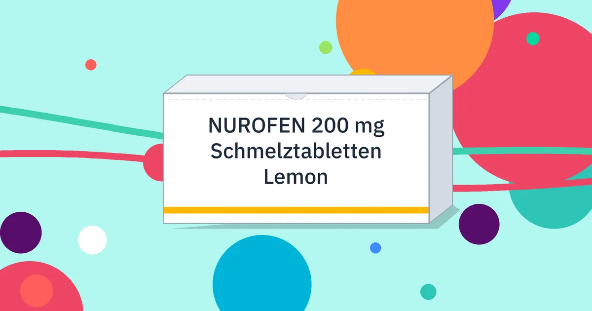 Symbolbild: Packung mit der Aufschrift NUROFEN 200 mg Schmelztabletten Lemon (PZN 02547582) – Verfügbarkeit und Bezug in Apotheken in Frankfurt am Main