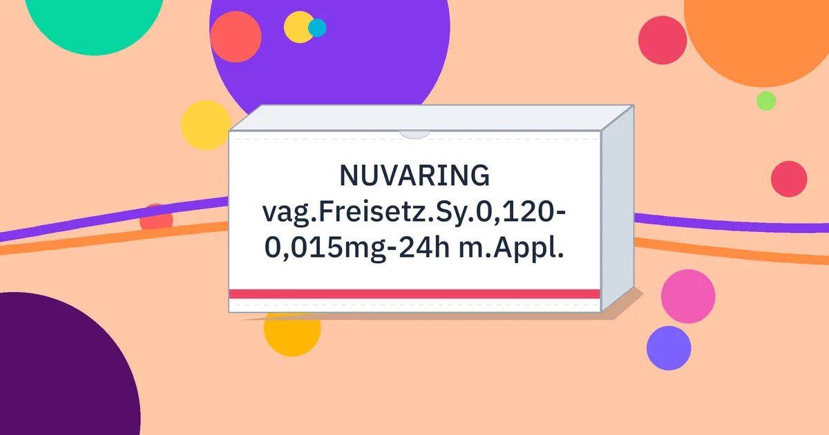 Symbolbild: Packung mit der Aufschrift NUVARING vag.Freisetz.Sy.0,120-0,015mg-24h m.Appl. (PZN 13331649) – Verfügbarkeit und Bezug in Apotheken in Frankfurt am Main