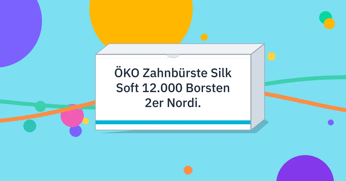 Symbolbild: Packung mit der Aufschrift ÖKO Zahnbürste Silk Soft 12.000 Borsten 2er Nordi. (PZN 18858829) – Verfügbarkeit und Bezug in Apotheken in Frankfurt am Main