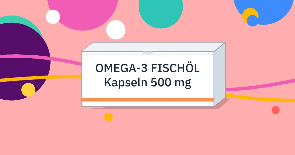 Symbolbild: Packung mit der Aufschrift OMEGA-3 FISCHÖL Kapseln 500 mg (PZN 05488064) – Verfügbarkeit und Bezug in Apotheken in Frankfurt am Main