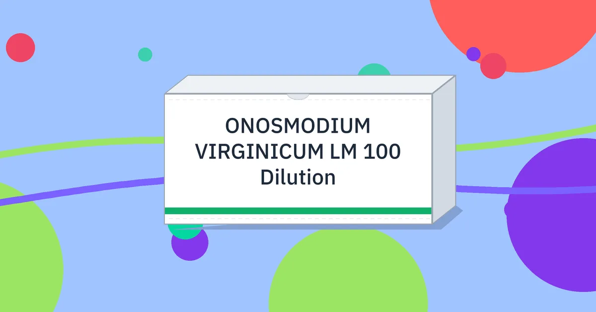 Symbolbild: Packung mit der Aufschrift ONOSMODIUM VIRGINICUM LM 100 Dilution (PZN 13626936) – Verfügbarkeit und Bezug in Apotheken in Frankfurt am Main