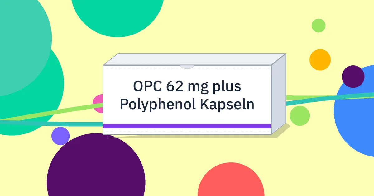 Symbolbild: Packung mit der Aufschrift OPC 62 mg plus Polyphenol Kapseln (PZN 09222044) – Verfügbarkeit und Bezug in Apotheken in Frankfurt am Main