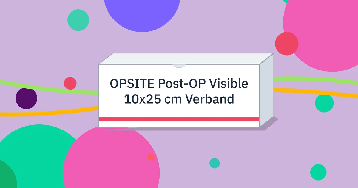 Symbolbild: Packung mit der Aufschrift OPSITE Post-OP Visible 10x25 cm Verband (PZN 11566207) – Verfügbarkeit und Bezug in Apotheken in Frankfurt am Main