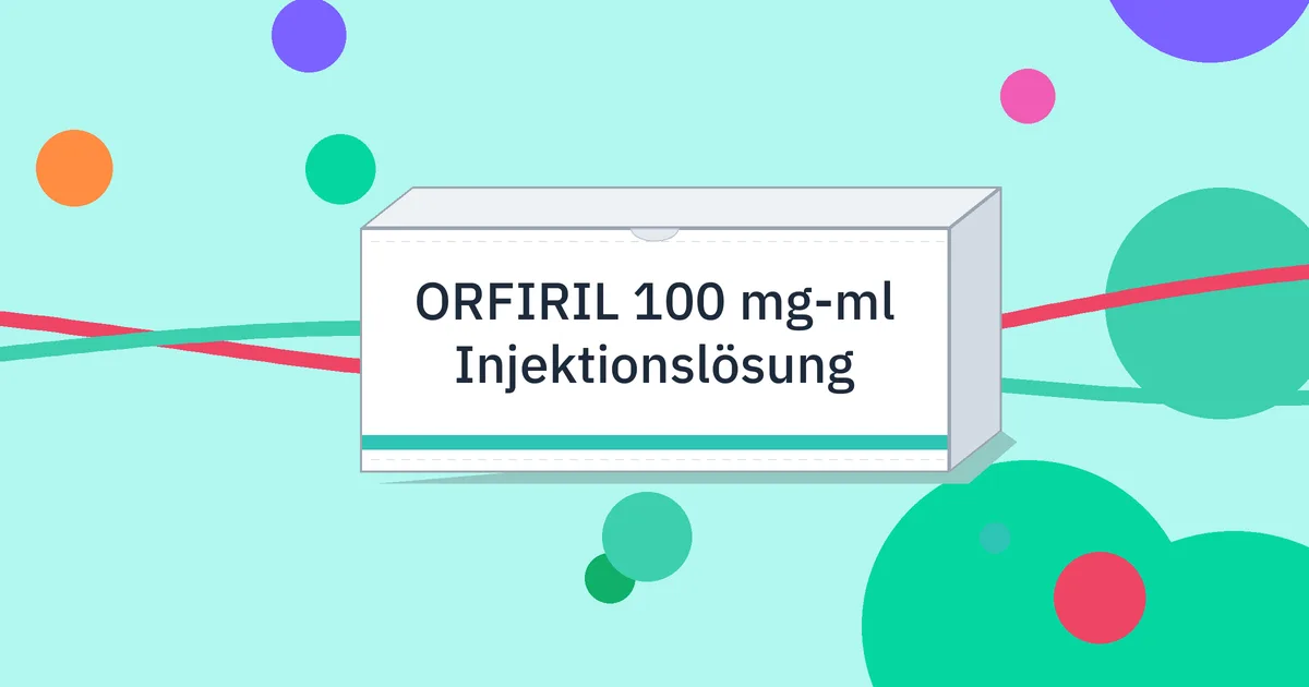 Symbolbild: Packung mit der Aufschrift ORFIRIL 100 mg-ml Injektionslösung (PZN 00550835) – Verfügbarkeit und Bezug in Apotheken in Frankfurt am Main