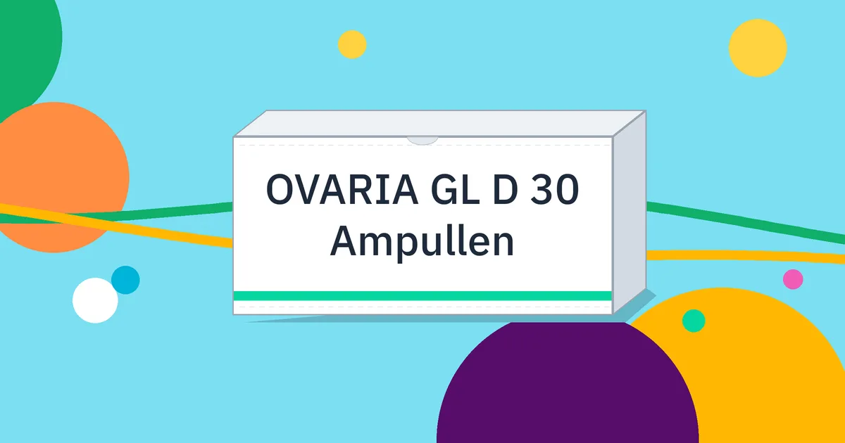 Symbolbild: Packung mit der Aufschrift OVARIA GL D 30 Ampullen (PZN 02830094) – Verfügbarkeit und Bezug in Apotheken in Frankfurt am Main