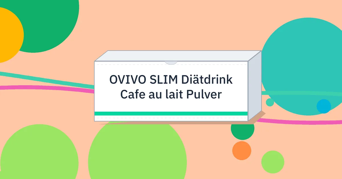 Symbolbild: Packung mit der Aufschrift OVIVO SLIM Diätdrink Cafe au lait Pulver (PZN 03192069) – Verfügbarkeit und Bezug in Apotheken in Frankfurt am Main