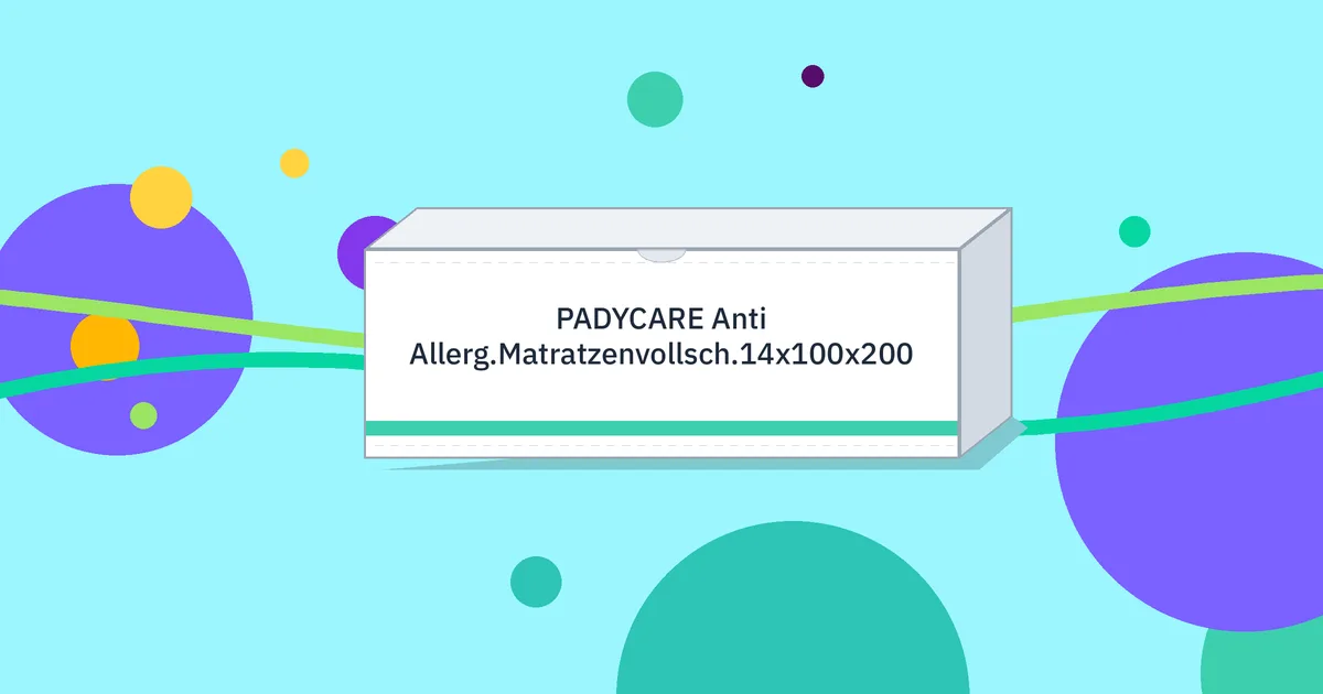 Symbolbild: Packung mit der Aufschrift PADYCARE Anti Allerg.Matratzenvollsch.14x100x200 (PZN 03510807) – Verfügbarkeit und Bezug in Apotheken in Frankfurt am Main