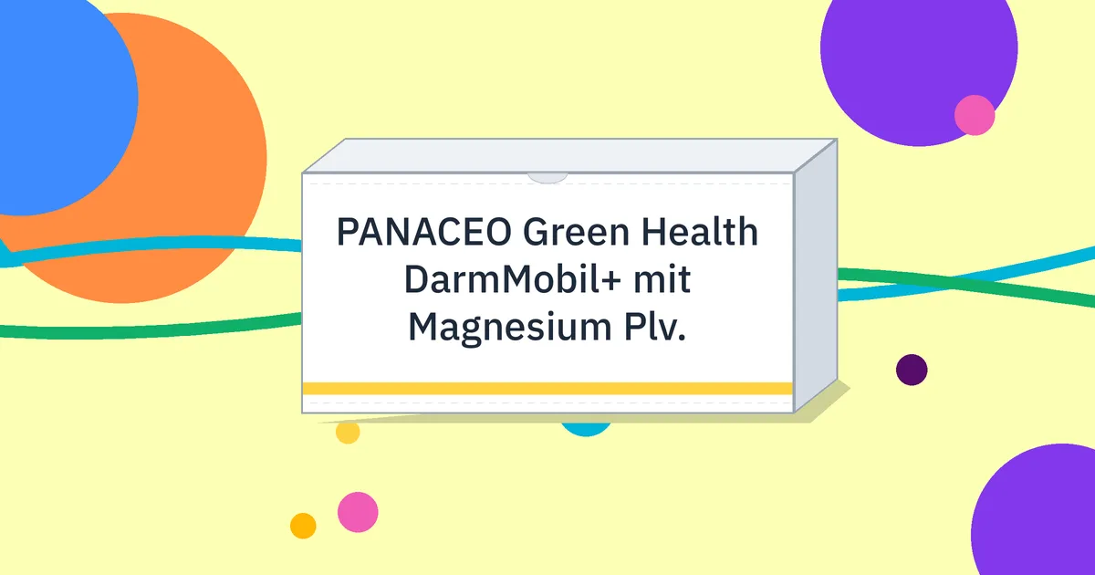 Symbolbild: Packung mit der Aufschrift PANACEO Green Health DarmMobil+ mit Magnesium Plv. (PZN 19896306) – Verfügbarkeit und Bezug in Apotheken in Frankfurt am Main