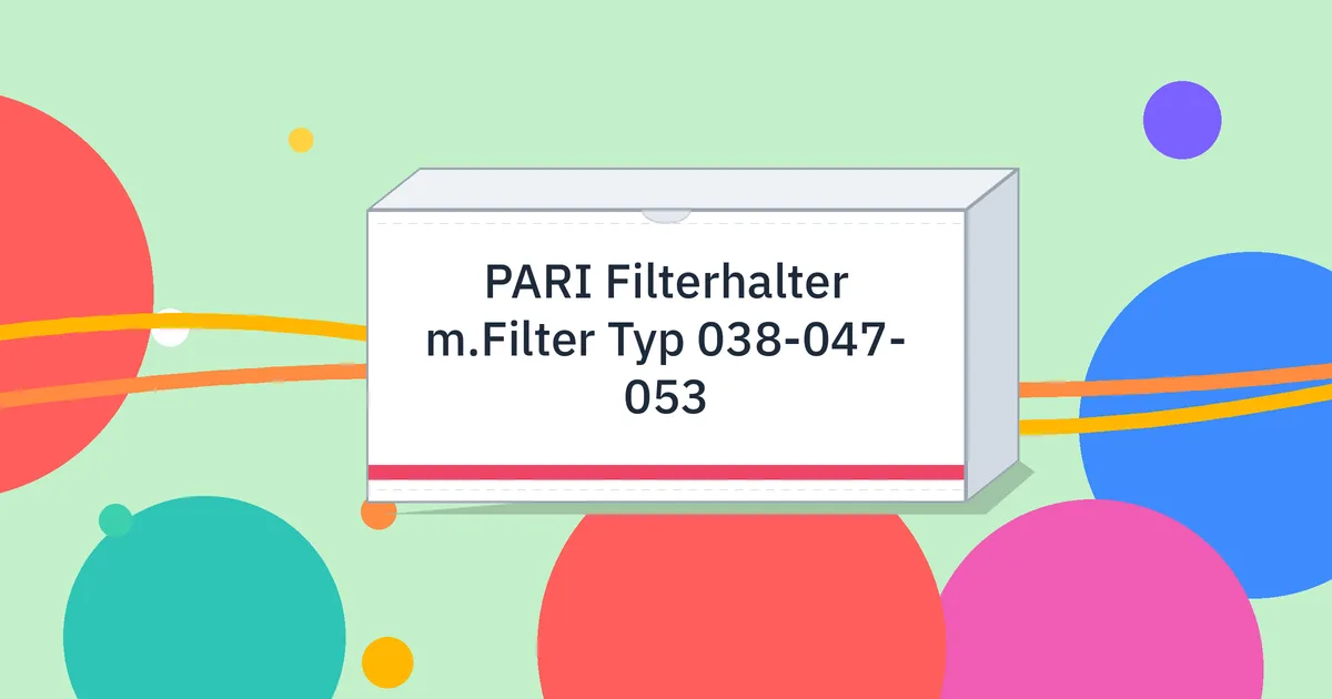 Symbolbild: Packung mit der Aufschrift PARI Filterhalter m.Filter Typ 038-047-053 (PZN 06938693) – Verfügbarkeit und Bezug in Apotheken in Frankfurt am Main